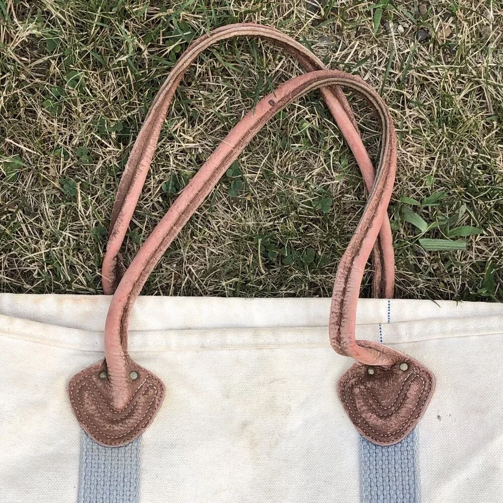 L.L. Bean | Bags | Vintage Ll Bean Canvas Boat Tote Bag Leather Handles ...